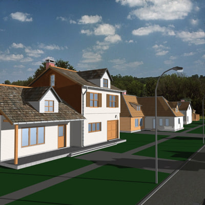 3d neighborhood 2 houses model
