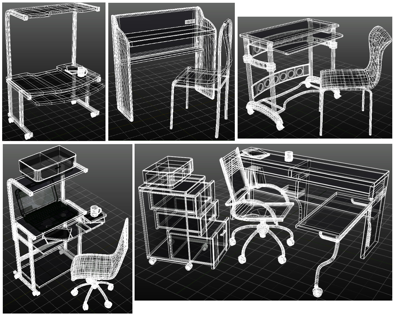 3d computer table set 15