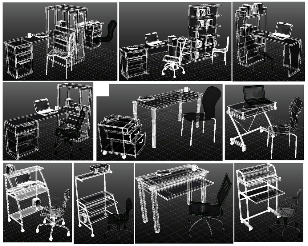 3d computer table set 15