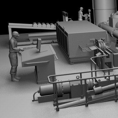 3d animation hydraulic press machine model