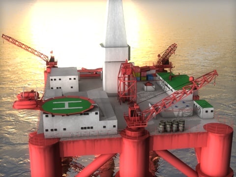 3d model of offshore oil rig platform