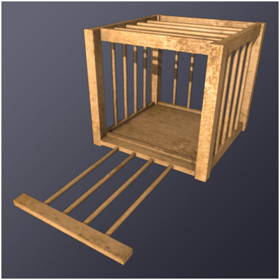 medieval poultry cage 3d 3ds