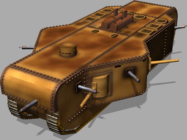 3ds max steampunked k-wagen tank