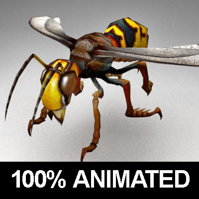 3ds max rigged wasp animations
