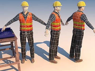 3d construction worker model