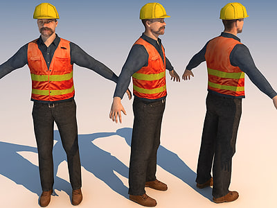 3d construction worker model