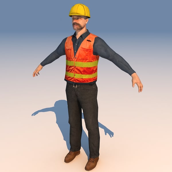 3d construction worker model