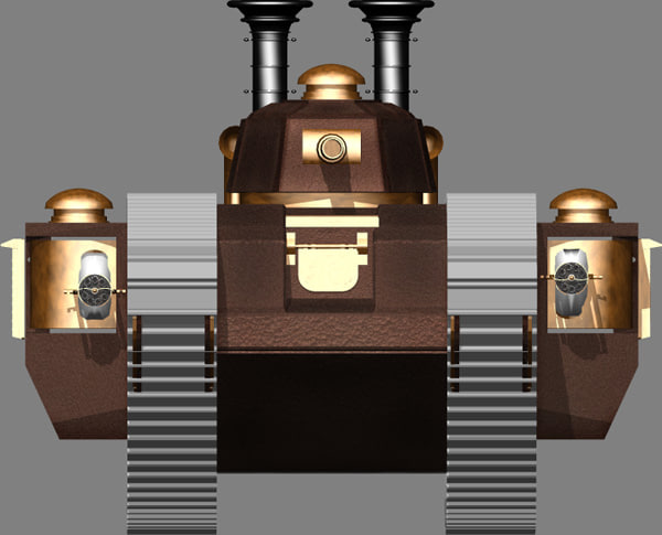 steampunked rhomboid tank 3d obj