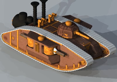 steampunked rhomboid tank 3d obj