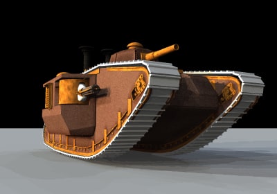steampunked rhomboid tank 3d obj