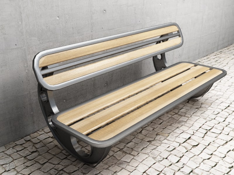 3d retro futuristic bench