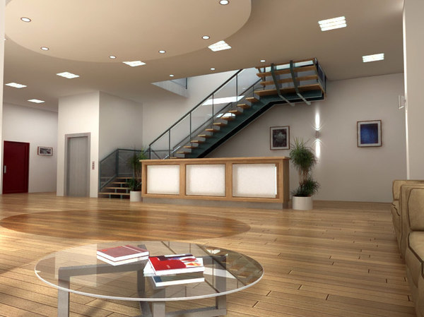 modelo 3d Lobby de recepción con escaleras. - TurboSquid 492984