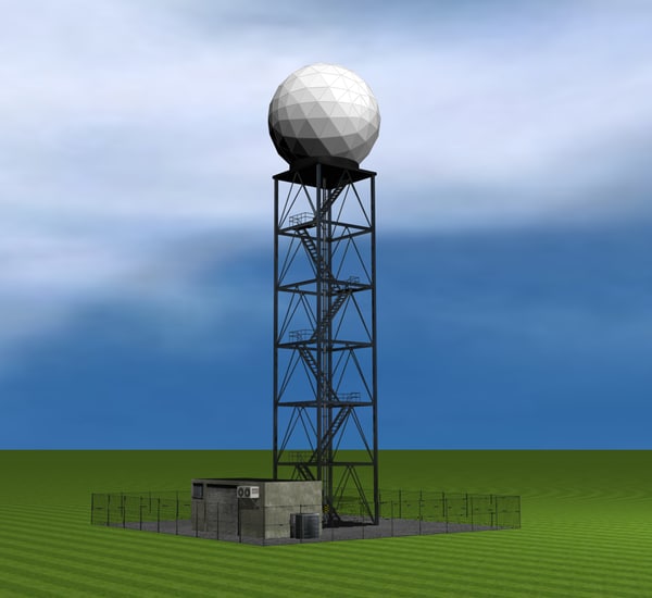 3d weather doppler radar tower model