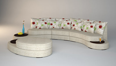 3d model curved sofa interior