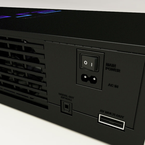 3d sony playstation 2 console model