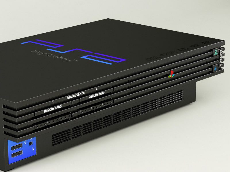3d sony playstation 2 console model