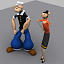 3d cartoon characters popeye man