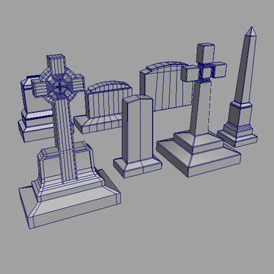 set gravestones grave stones 3d obj