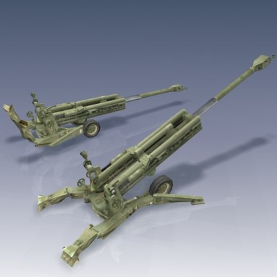 3d model m777 howitzer