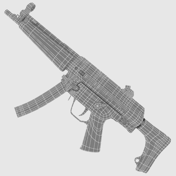 3d realistic submachine gun n