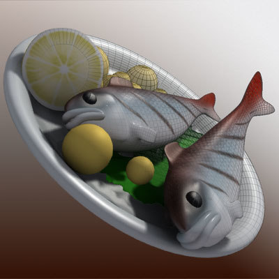 modelo 3d Plato de pescado - TurboSquid 496845