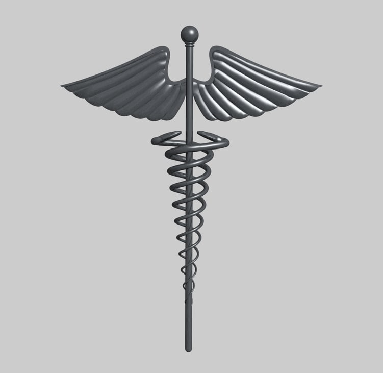 caduceus symbol 3d c4d