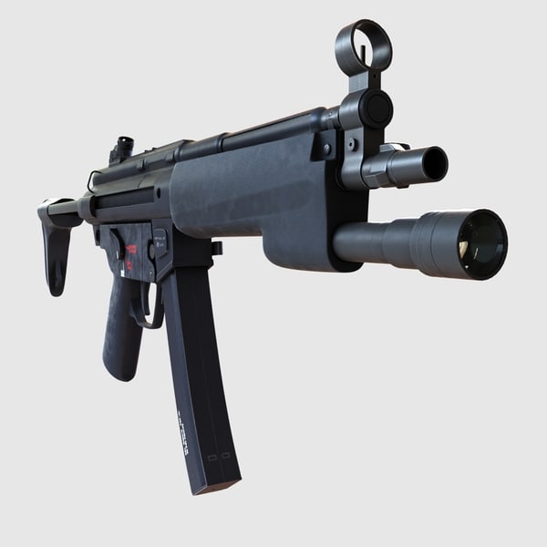 realistic submachine gun a3 obj