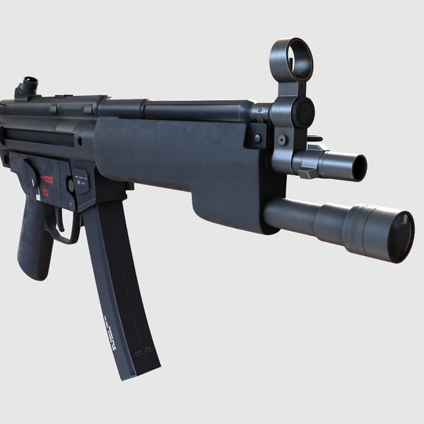 realistic submachine gun a3 obj