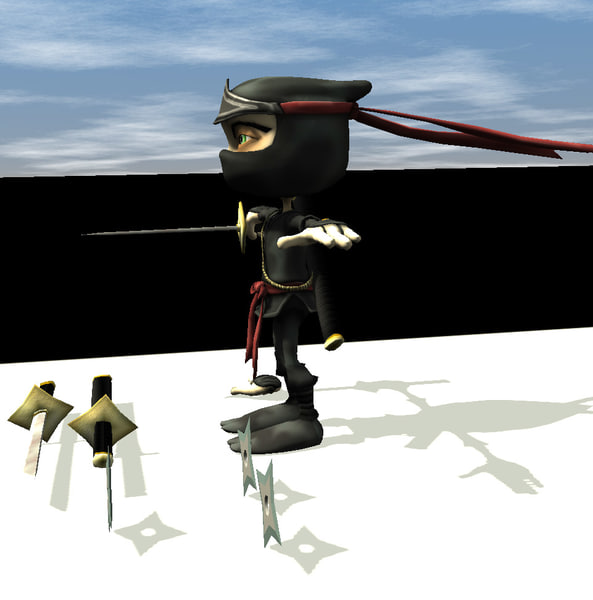 cartoon ninja character obj