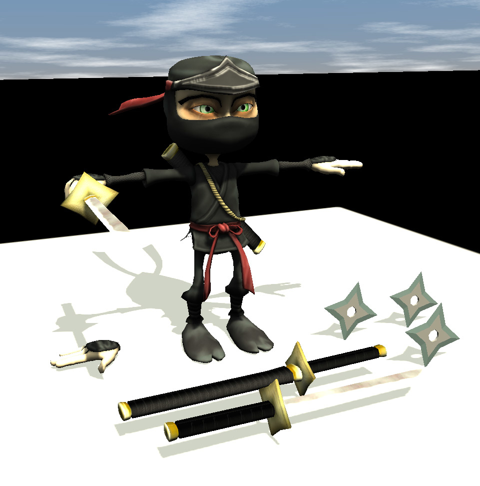 cartoon ninja character obj