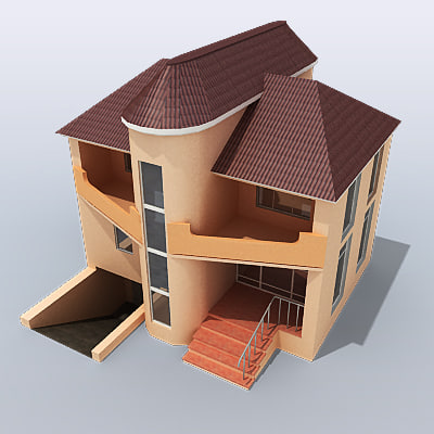small town house building 3d model