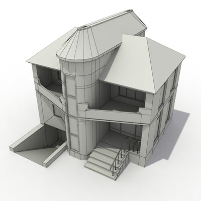small town house building 3d model