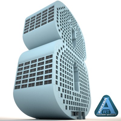3d model building shape number 8
