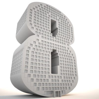 3d model building shape number 8