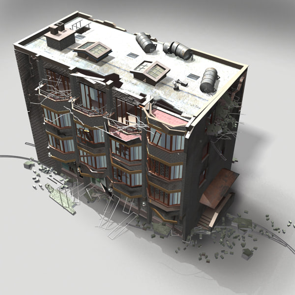 3d model destroyed building