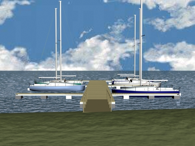 3d model of marina port sailing