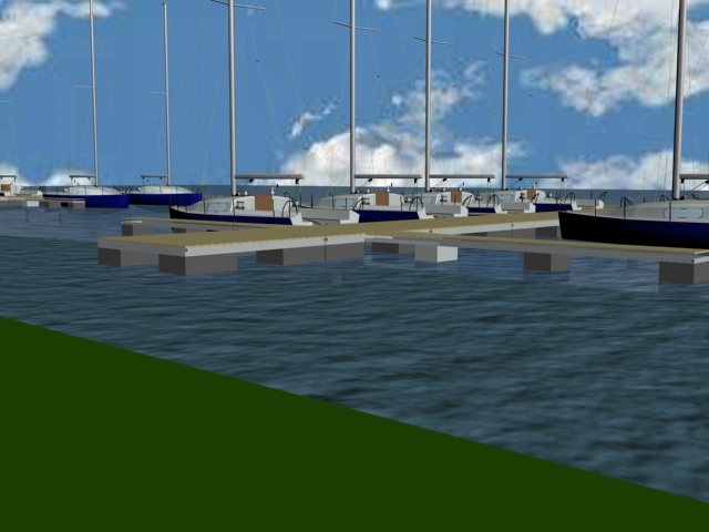 3d model of marina port sailing