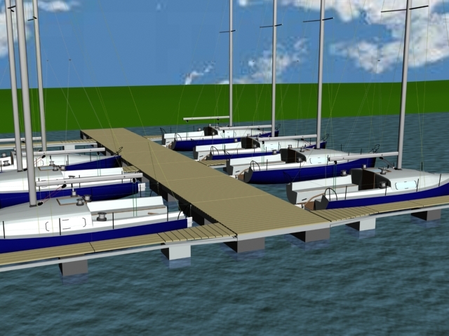 3d model of marina port sailing