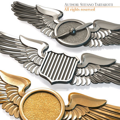 aviation wings badges 3ds