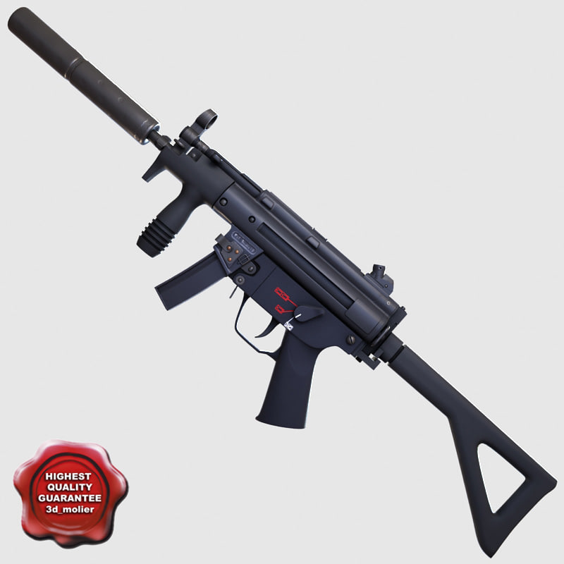 realistic submachine gun pdw c4d