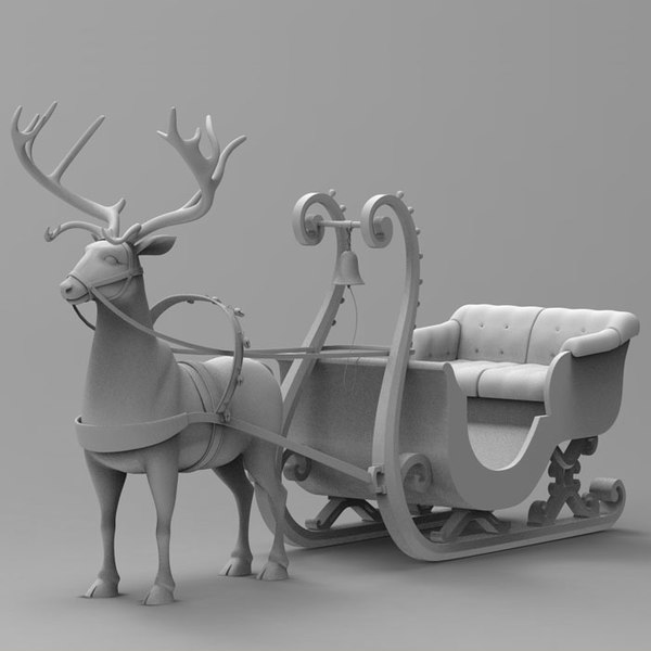3d model raindeer sleigh