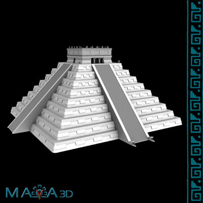 3d pyramid el castillo chichen itza model