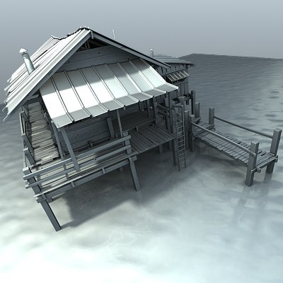 cajun house swamphouse 3d model