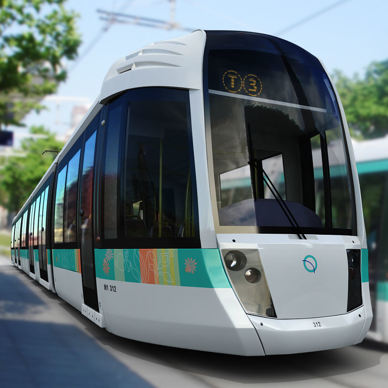 3d contemporary paris tram tramways