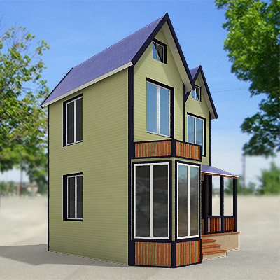 3d model small town house building