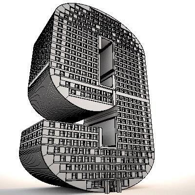 3d model building shape number 9