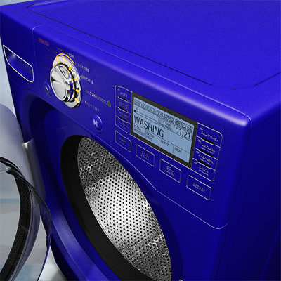 3d model blue washing machine