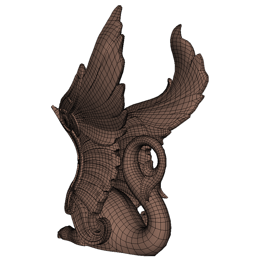 balinesian winged serpent sculpture 3d obj