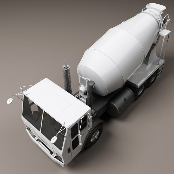 3d model of realistic mixer truck mack