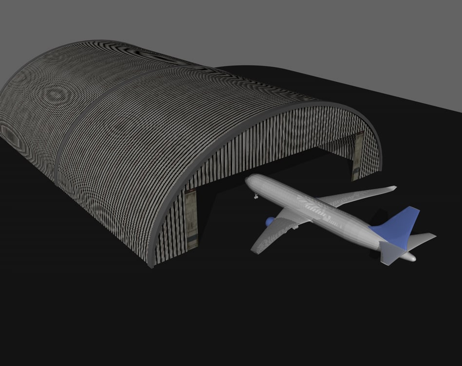 3d model of airplane hangar